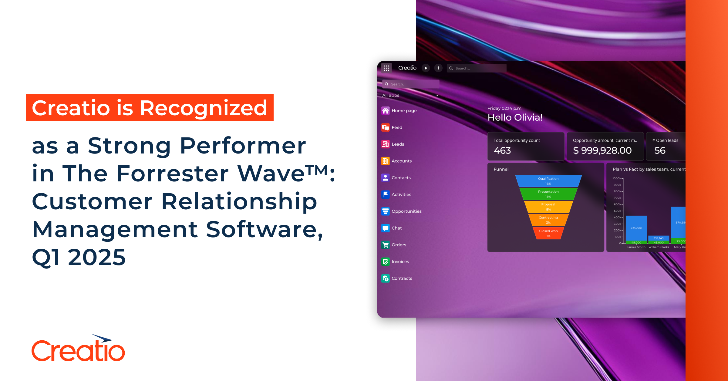 Creatio Recognized as a Strong Performer in Customer Relationship Management Report, Q1 2025 ...